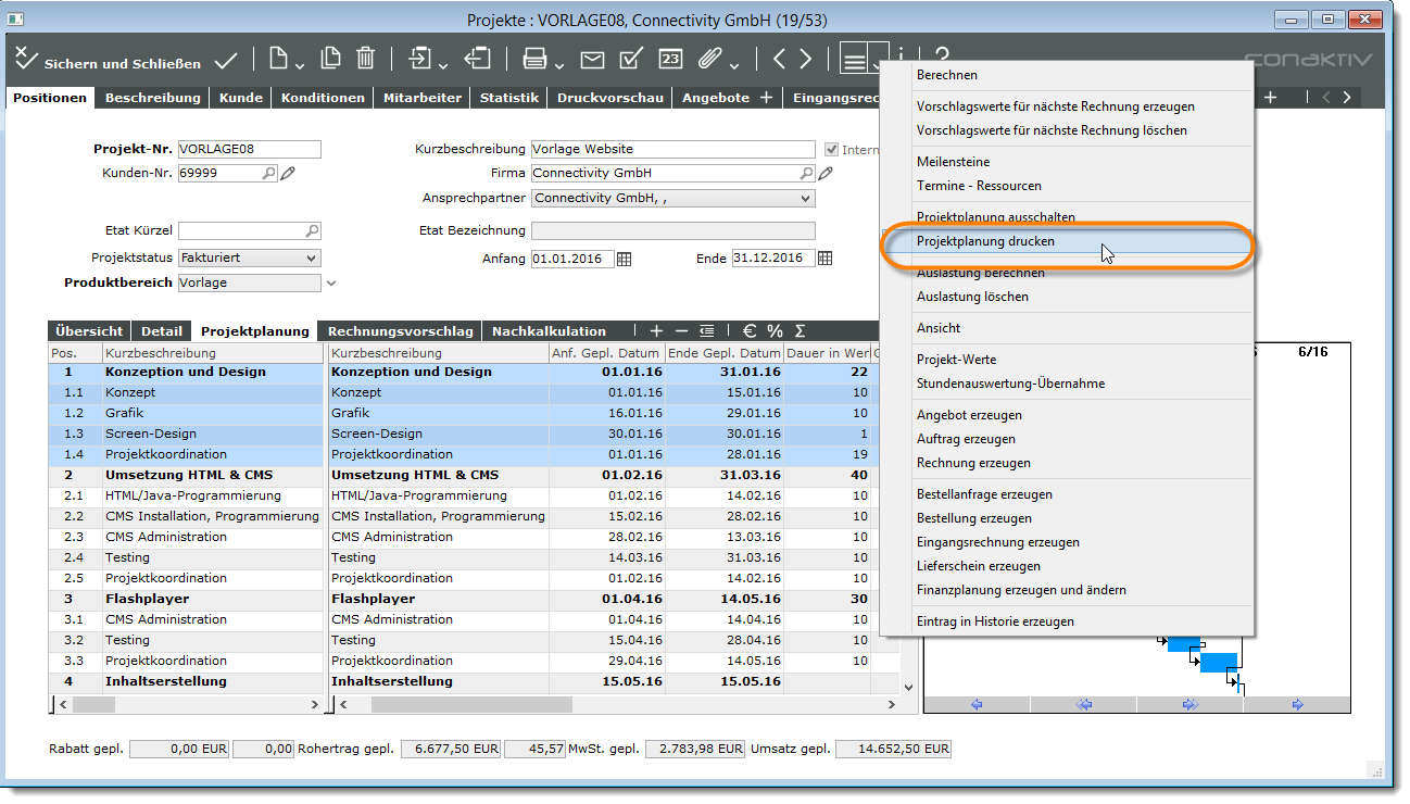 Planung drucken » ConAktiv Handbuch